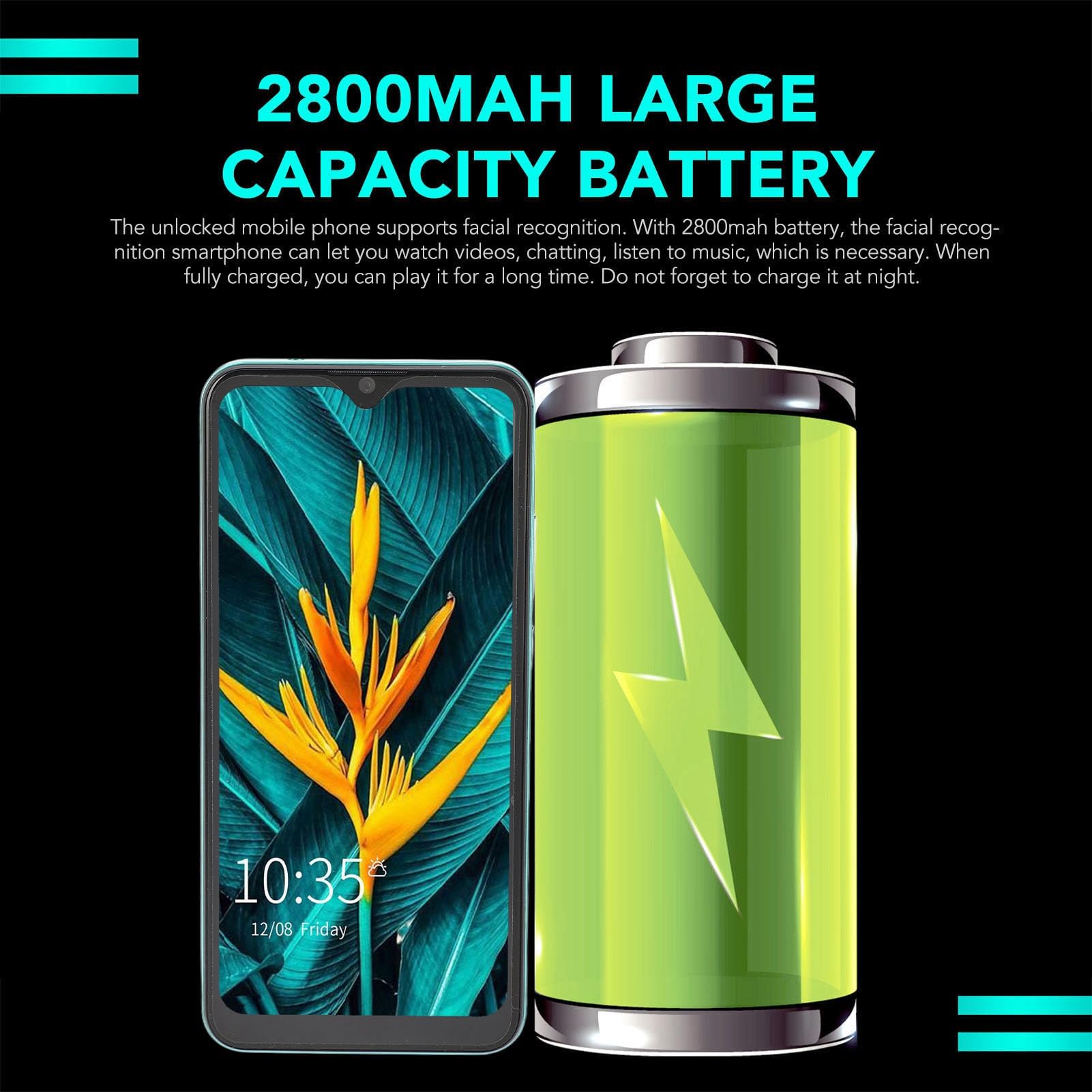 6.1 Inch HD Smartphone Dual SIM Card Mobile Phone, 3G Unlocked Cell Phone Support Face Recognition For 6.0 OS, 3GB 32GB, 6779 10 Core Processor, 5MP 8MP HD Camera, WiFi, FM Radio, 2800mah(Green)