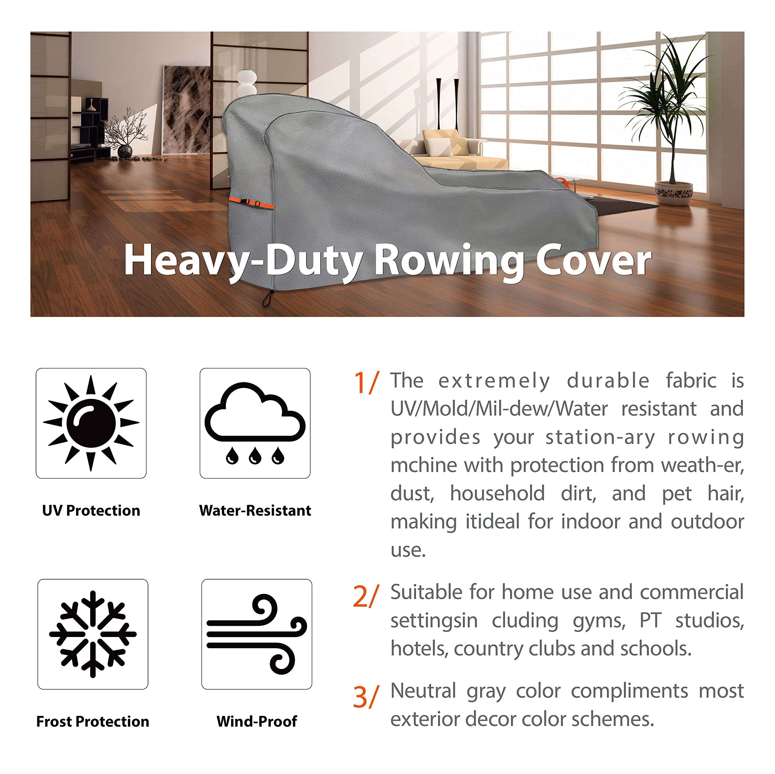 Aaaspark Rowing Machine Cover, Fitness Equipment Covers Protective Cover Dustproof Waterproof Cover Protective Cover and Resistant Oxford Fabric Sports Rowing Machine Protective Cover
