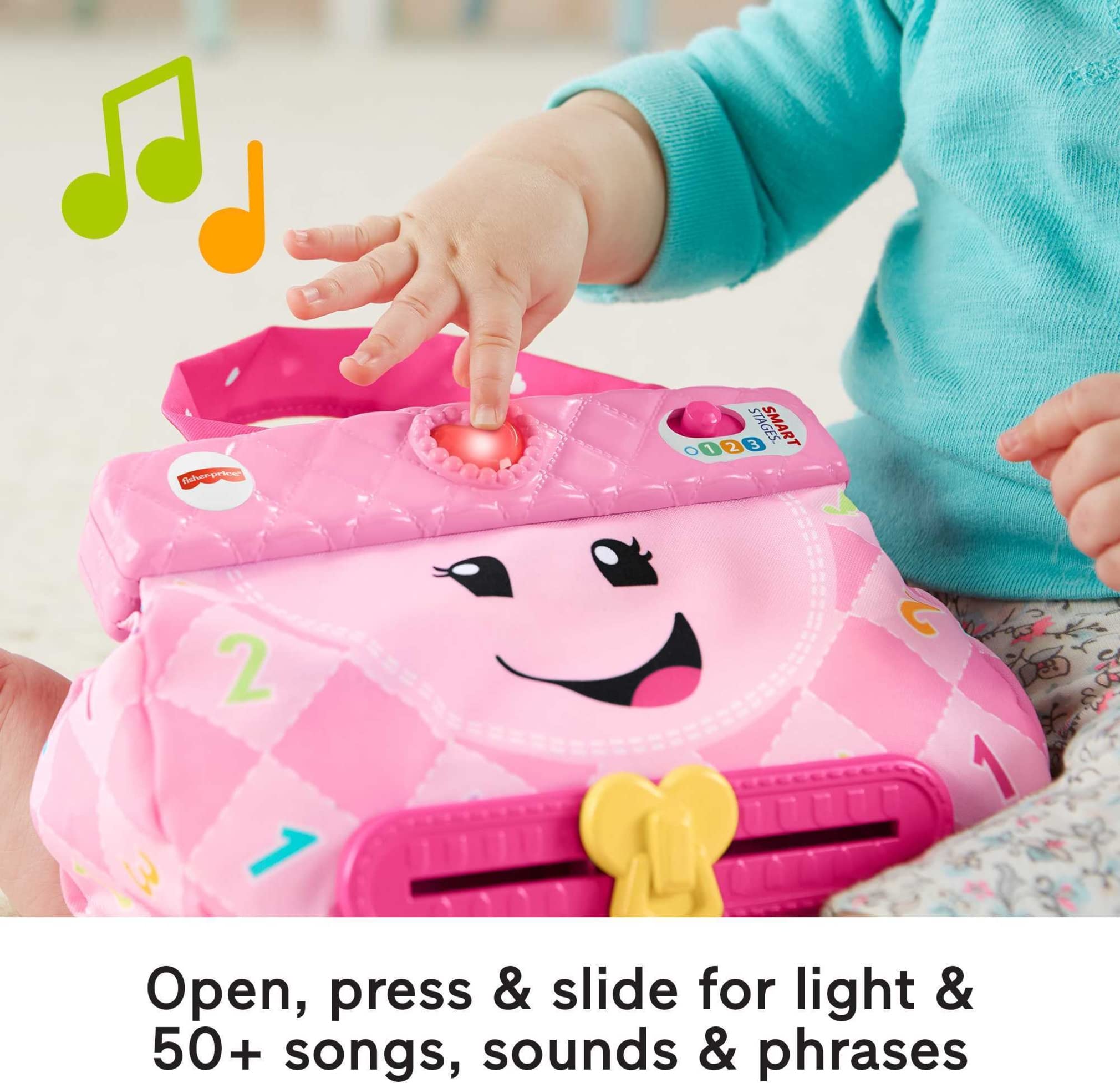 Fisher-Price Smart Purse Learning Toy with Lights Music and Smart Stages Educational Content for Babies and Toddlers, Pink