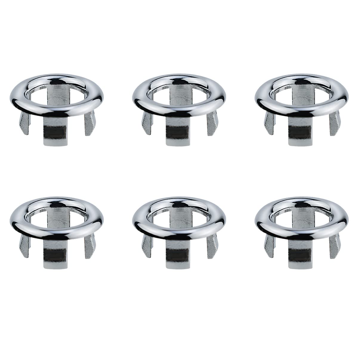 6 Pcs Electroplating Sink Overflow Ring Round Basin Cover Sink Basin Trim Vanity Sink Overflow Cap for Bathroom Kitchen Small Sink Insert (Silver)