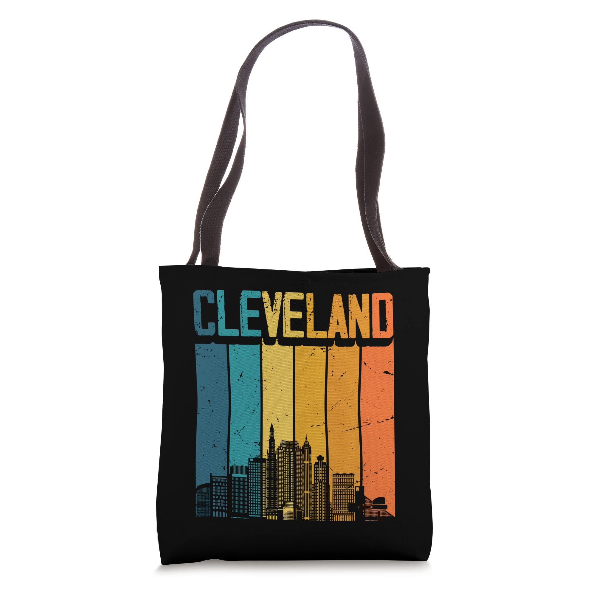 Cleveland Ohio USA Retro Vintage Sunset Skyline Cleveland Tote Bag