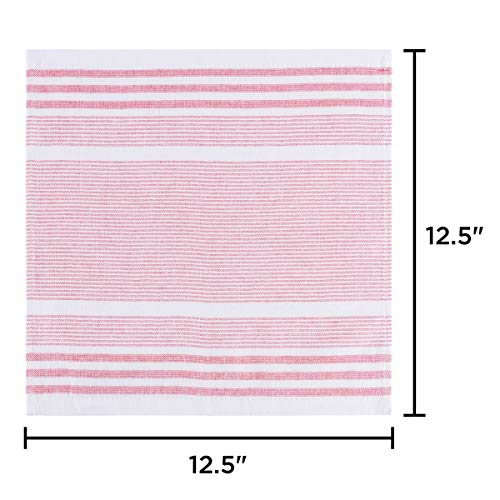 Bedford Home Set of 16-12.5x12.5”-100% Cotton Wash 4 Modern Farmhouse Multi Stripes-Dishcloths for Cleaning by BH Kitchen Dish Cloth, Mult-Color