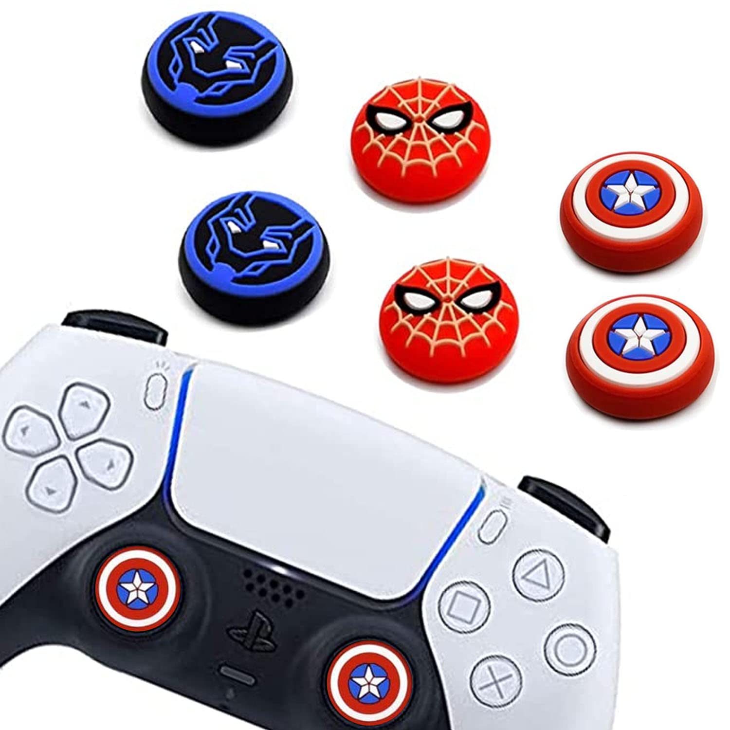 6Pcs Analog Thumb Grip Stick Cover, Wireless Controllers Game Remote Joystick Cap, Fantastic Non-Slip Silicone Handle Protection Cover for PS5/PS4/Xbox one/360/Nintendo Switch PRO (E)