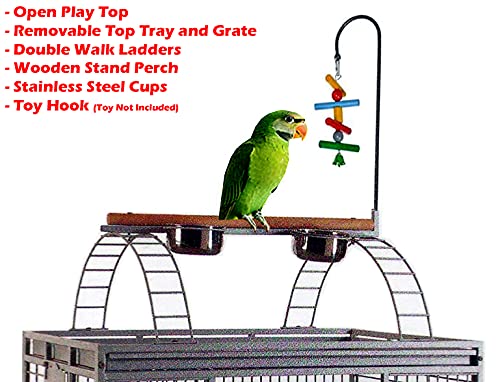 4 Size, XX-Large 40"x30"x72"H Castle PlayTop Parrot Cage for Large Macaws Cockatoos African Grey Amazon (40" x 30" x 72"H)
