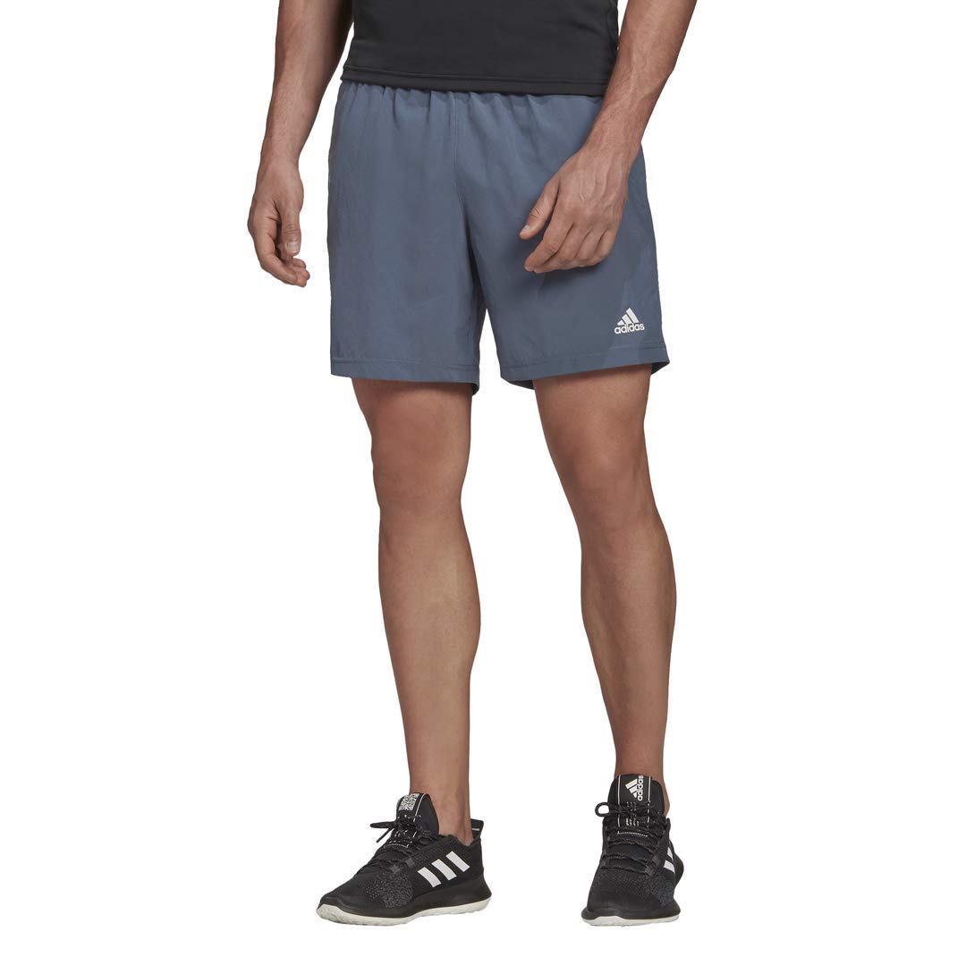 adidas mens Run It 3-Stripes PB Shorts Legacy Blue Large 9"