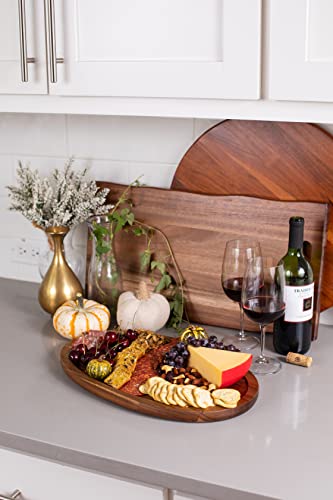 BirdRock Home 16.5" Acacia Oval Serving Platter | Charcuterie Board for Party Appetizers | Cheese Grazing Board | Kitchen Serving Platter | Espresso