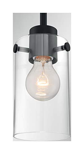 Nuvo 60/7270 Sommerset 1-Light Mini Pendant Fixture with Clear Glass - Matte Black Finish