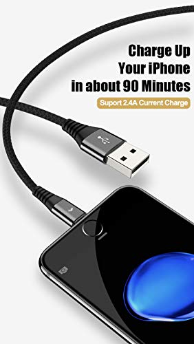 IFLASH Charge/Sync Cable w/LED, 6 Feet Data Cable Fast Charging and Sync Charger for iPhone Xs/XS Max/XR/X / 8/8 Plus /7 Plus / 6S/6 Plus/SE, iPad Air Mini 2/3/4, iPod Touch 5/6 (2 Meters)