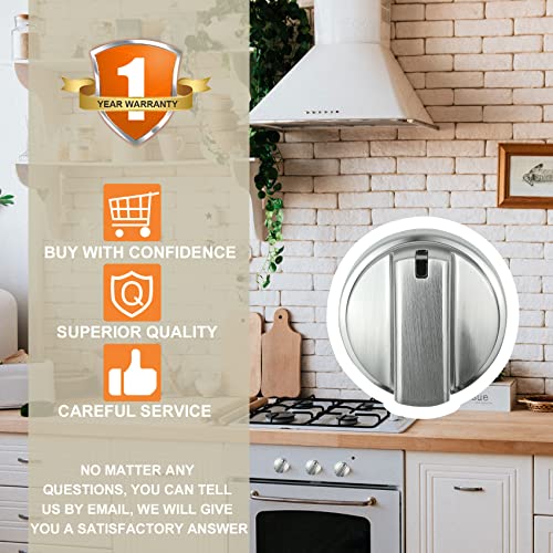 5 Pack Stainless Steel WB03x24818 Gas Stove Knob Replacement for ge,PS11729081 AP5989029 100% Stainless Steel Stove Replacement Knobs,Compatible with ge Stove Knob(Not Universal)-1 Years Warranty