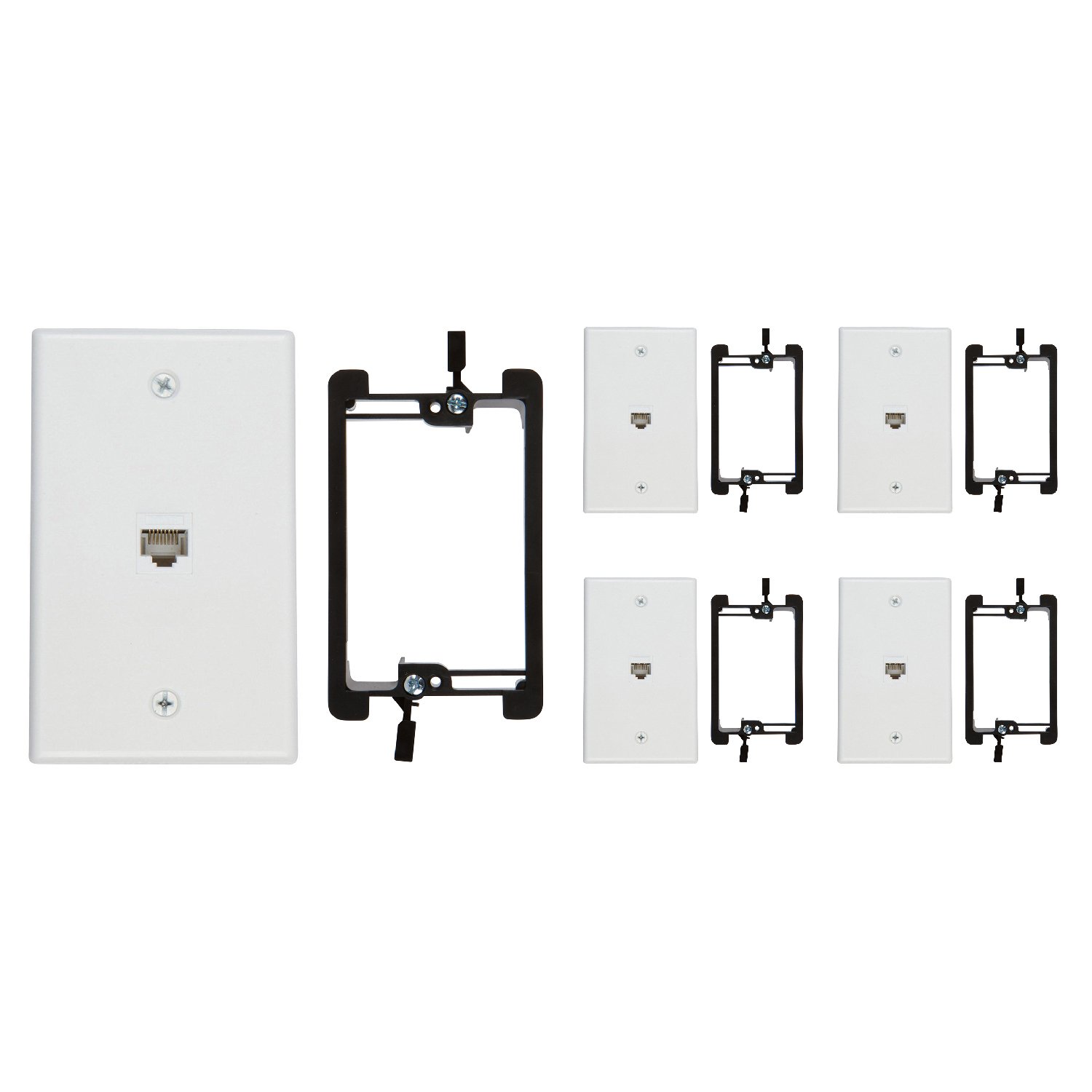 BUYER'S POINT Cat6 Female-to-Female Wall Plate | UL Listed, 1 Port with an Easy Install Low Voltage Mounting Bracket, Perfect for High Speed Data Connection at Work or Home (White) — 2 Pack