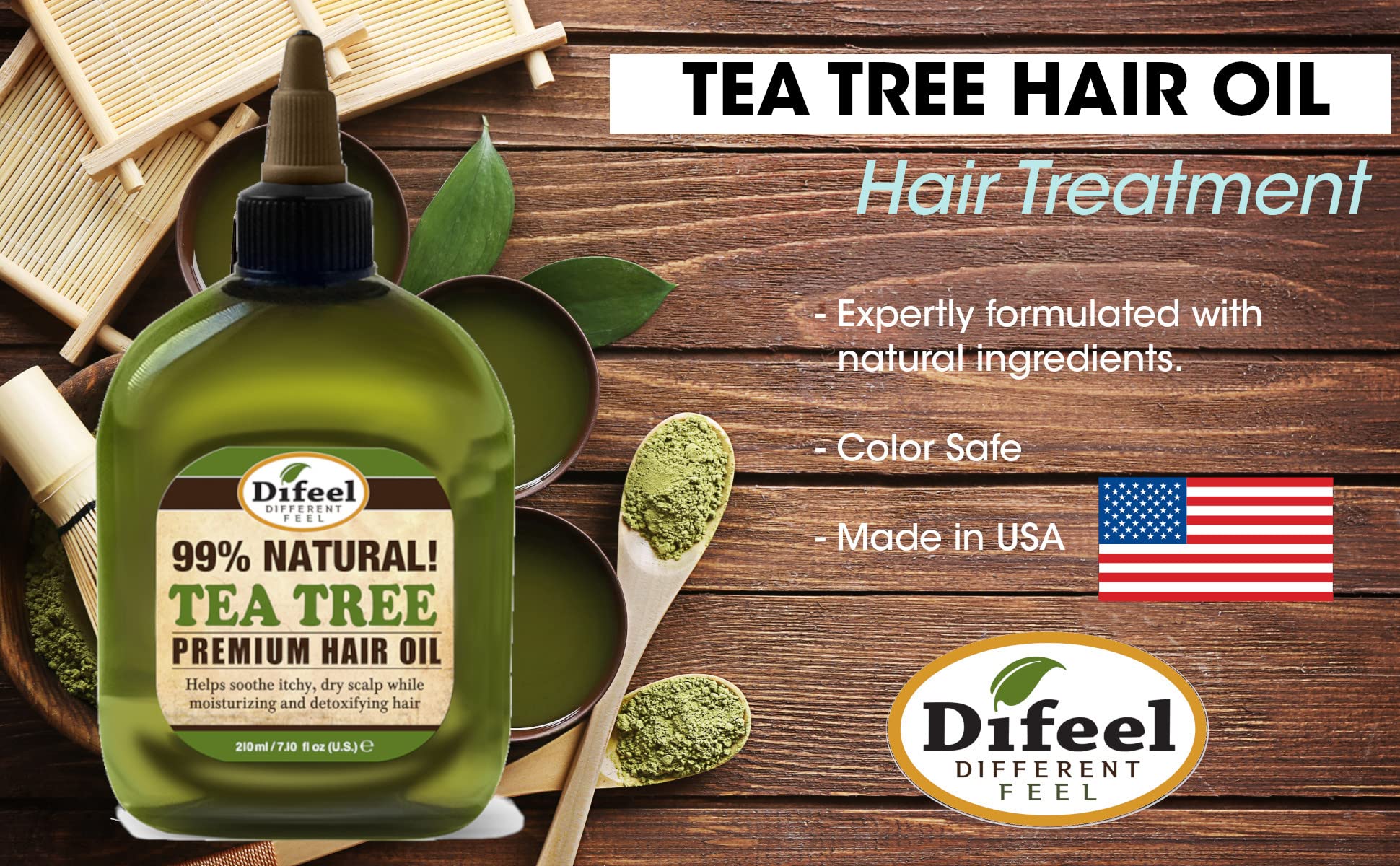 Difeel Premium Natural Hair Oil - Tea Tree Oil for Dry Scalp 7.1 Ounce