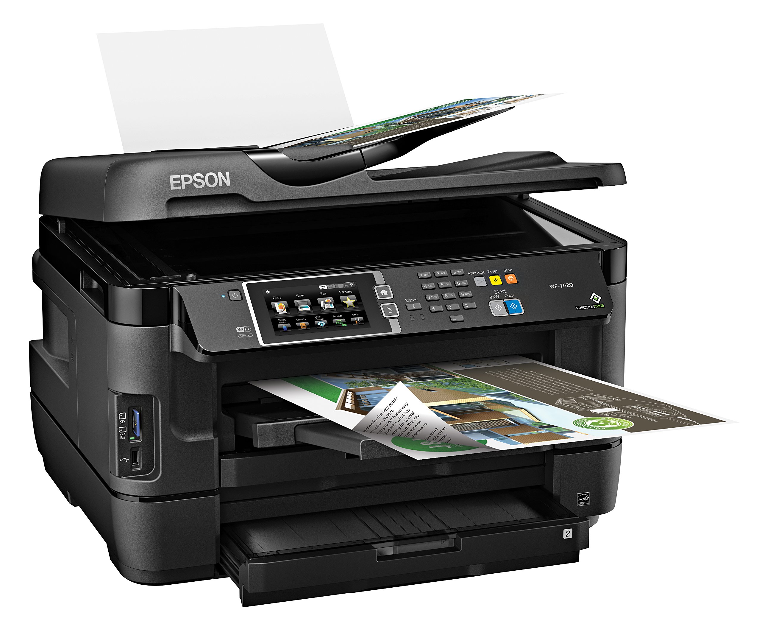 Epson WorkForce WF-7620 Wireless Color All-in-One Inkjet Printer with Scanner and Copier, Amazon Dash Replenishment Ready