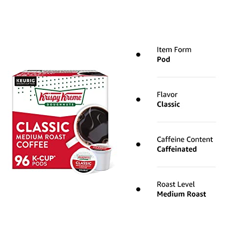 Krispy Kreme Classic, Single-Serve Keurig K-Cup Pods, Medium Roast Coffee, 96 Count