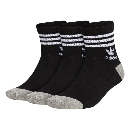 adidas Originals Men's Originals Roller 3-Pack High Quarter, Black/White/Heather Grey, Large