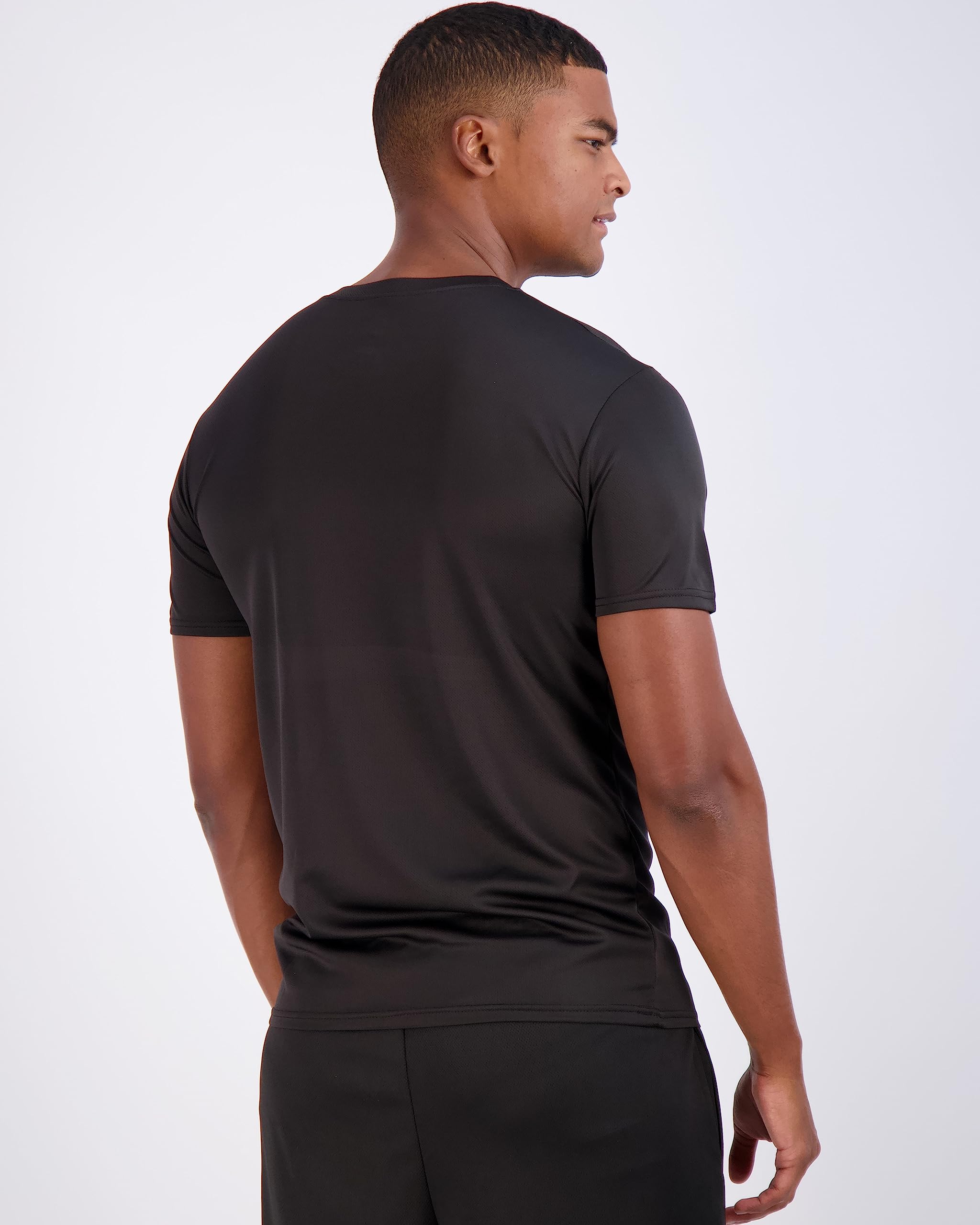 5 Pack:Men’s Mesh Active Wear T-Shirt Essentials Performance Workout Gym Training Quick Dry Fit Dri Tech Breathable Short Sleeve Crew Under Shirt Athletic Sport Running Top Exercise SPF- Set 5 L