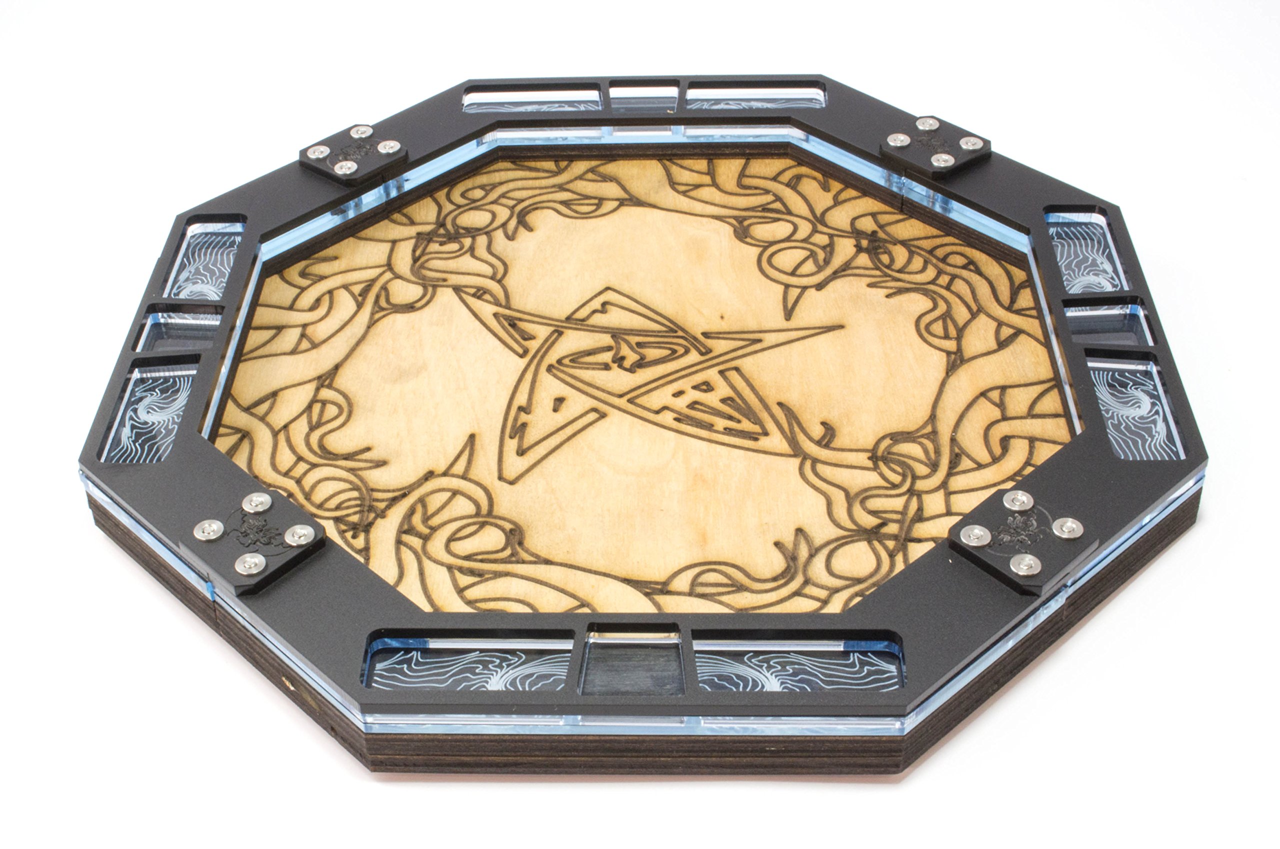 C4Labs Dice Tray-10 Octagon-Wood with Laser Etched Eldritch Cthulhu Lovecraft