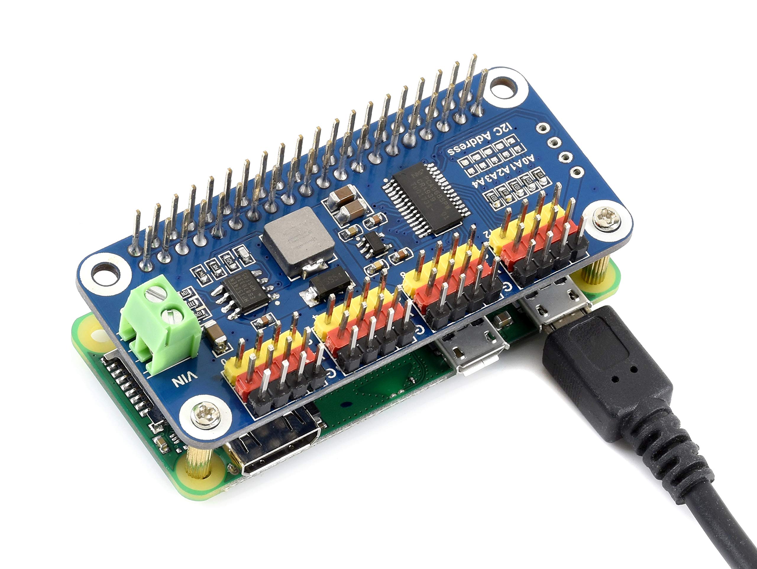 Servo Driver HAT Board for Raspberry Pi Zero/Zero W/Zero WH/2B/3B/3B+ 16-Channel Servo/PWM Outputs with I2C Interface Used for Controlling Robotic Arm or Hexapod Walker