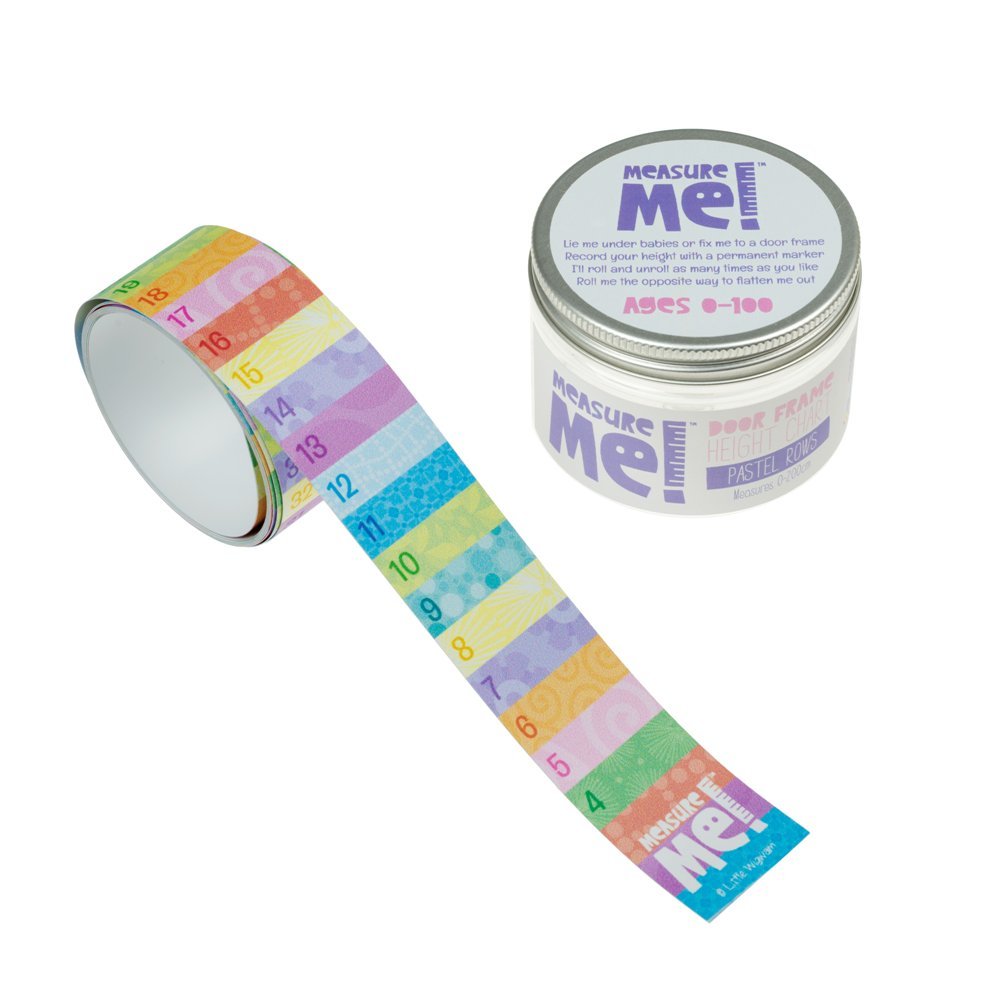 Measure Me! Baby Roll-up Door Frame Growth Height Chart for Children Kids Room - Pastel Rows