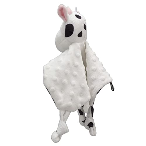 Baby Security Blanket, Cartoon Security Blanket Stuffed Animal Soft Plush with Pacifier for Teething Period (Cow)