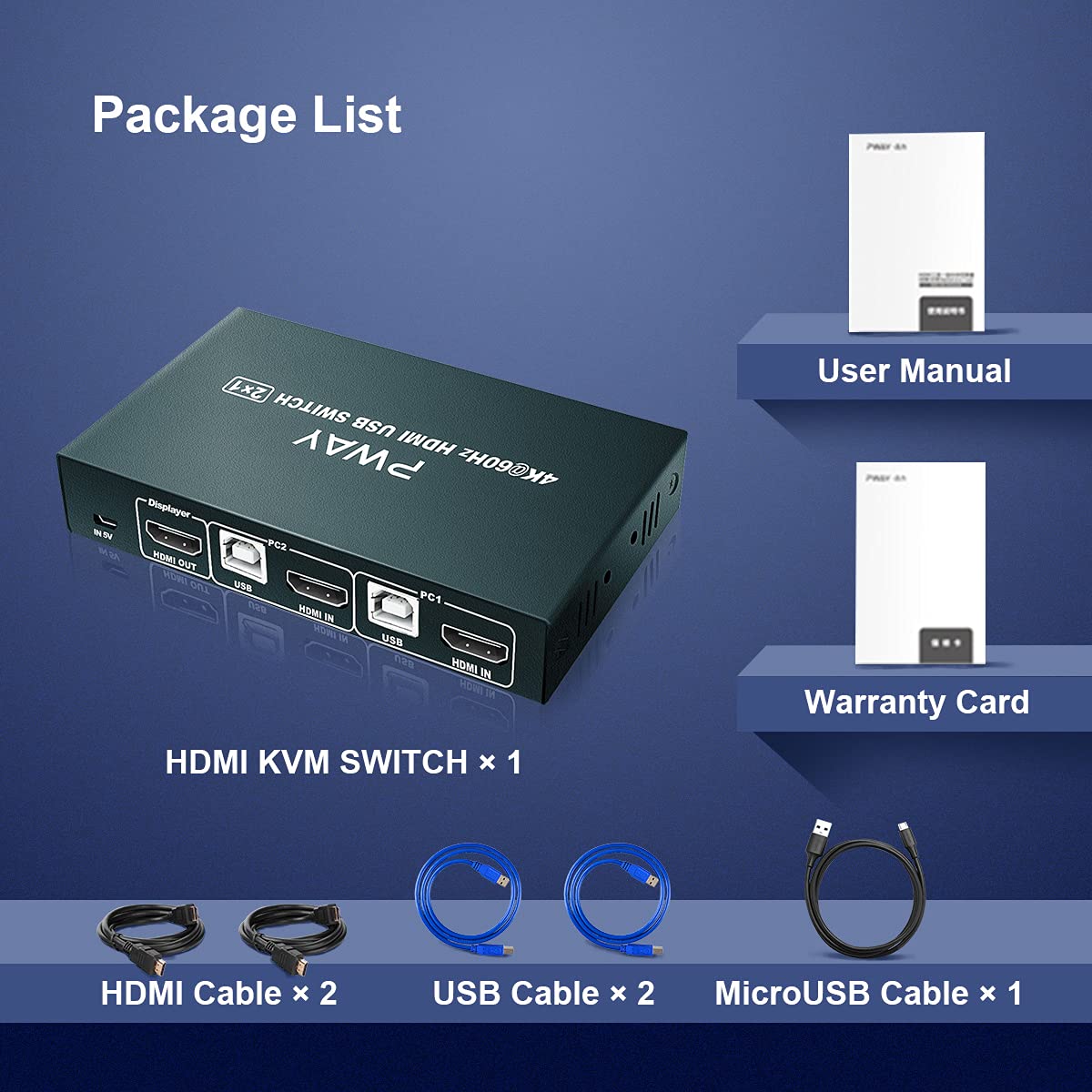 AAO HDMI KVM Switch 2 Port, Ultra HD 4K@60Hz, USB 2.0 Hub, Hotkey Switch and Wireless Keyboard and Mouse Supported. New Model, High Specification