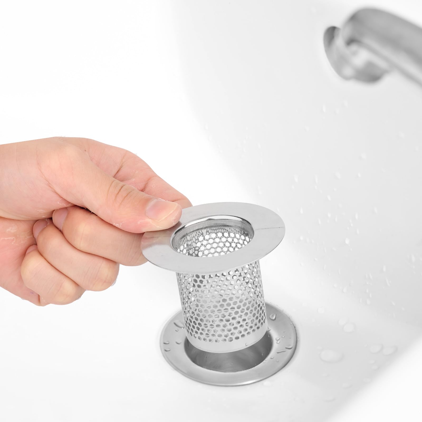 3pcs Bathtub Drain Cover, Hair Catcher Shower Drain Stainless Steel Deep Hair Catcher Hair Strainer Shower Drain Filter for Sink Strainer, Bathtub