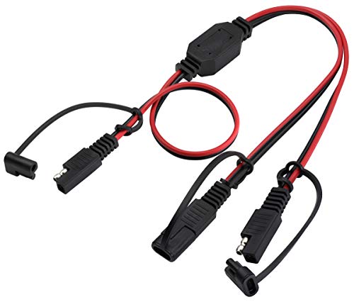 AAOTOKK SAE Y Splitter Connector Cable SAE 1 to 2 SAE DC Power Charger Automotive Extension Cable 2 Pin Quick Connect Disconnect Plug SAE Connector 16Awg Wire for Solar Panel Charging(0.6M/2ft)