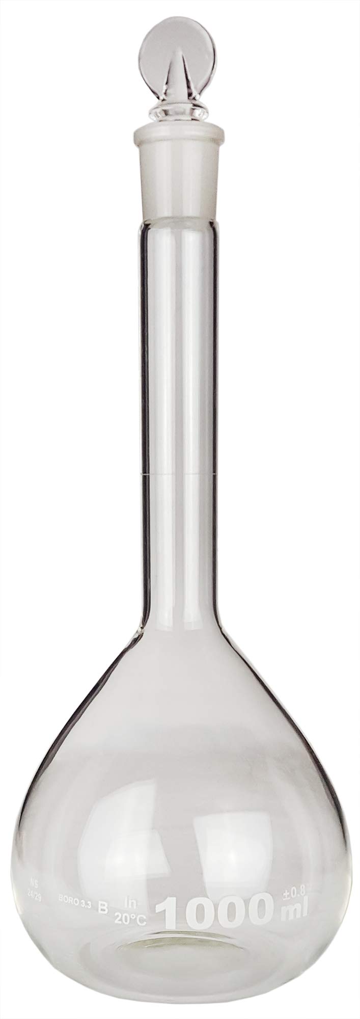 GSC International FVGGS1000 Volumetric Flask with Ground Glass Stopper, 1000ml Capacity