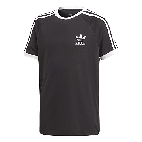 adidas Originals Boys' Big 3-Stripes Tee, black/white, Small