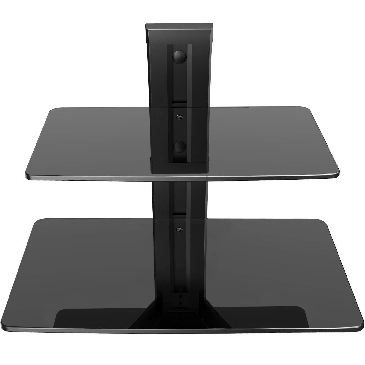 PERLESMITH Floating Wall Mounted Shelf Double AV Shelf with Strengthened Tempered Glasses for DVD Players,Cable Boxes, Games Consoles, TV Accessories - Holds up to 16.5 lbs PSDSK2-1
