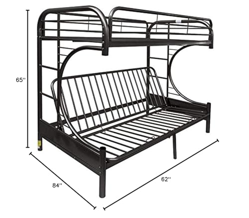 Acme Furniture Eclipse Twin XL Over Queen and Futon Bunk Bed in Black
