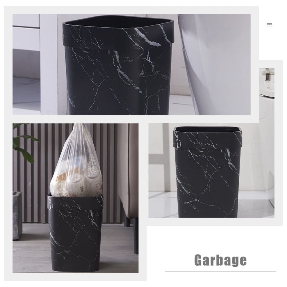 Zerodeko Waste Basket Square Small Trash Can Plastic Small Wastebasket Black Garbage Container Bin Garbage Can for Home, Kitchen, Bathroom, Office (14 L) Black Bathroom Decor