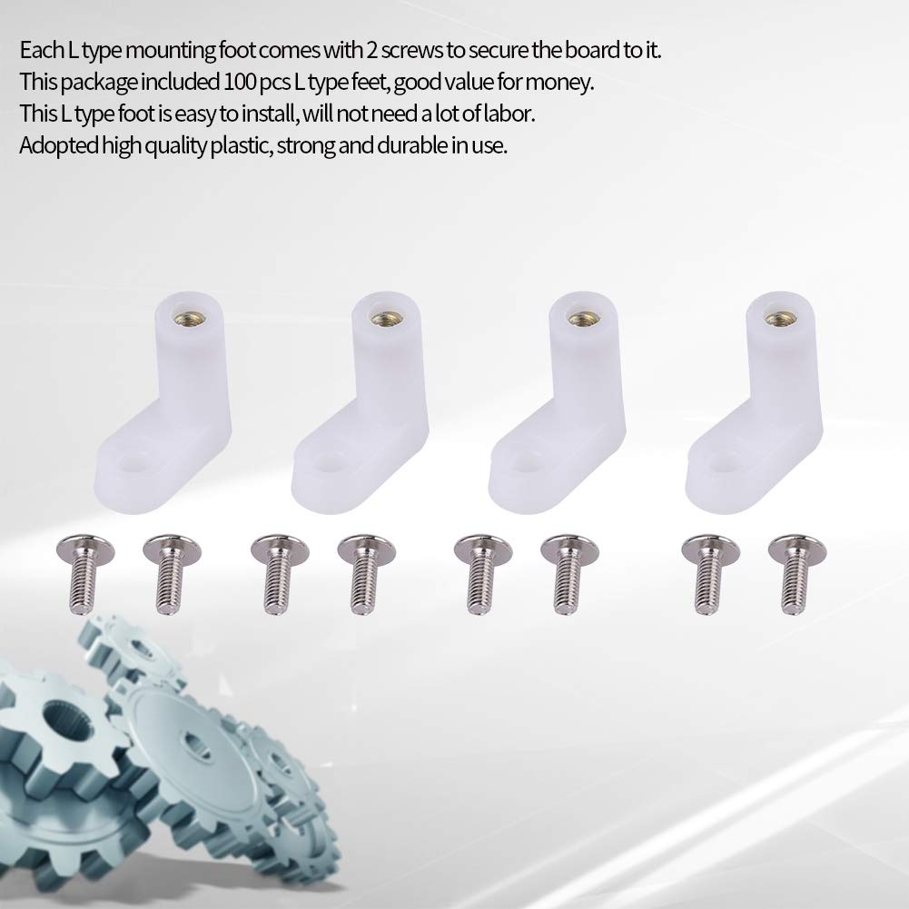 Crazy Sales Arcade Gaming, Plastic White Plastic Feet Steel 100pcs Mounting Feet, for Arcade Home Arcade Gaming Board Fixing Gaming Board