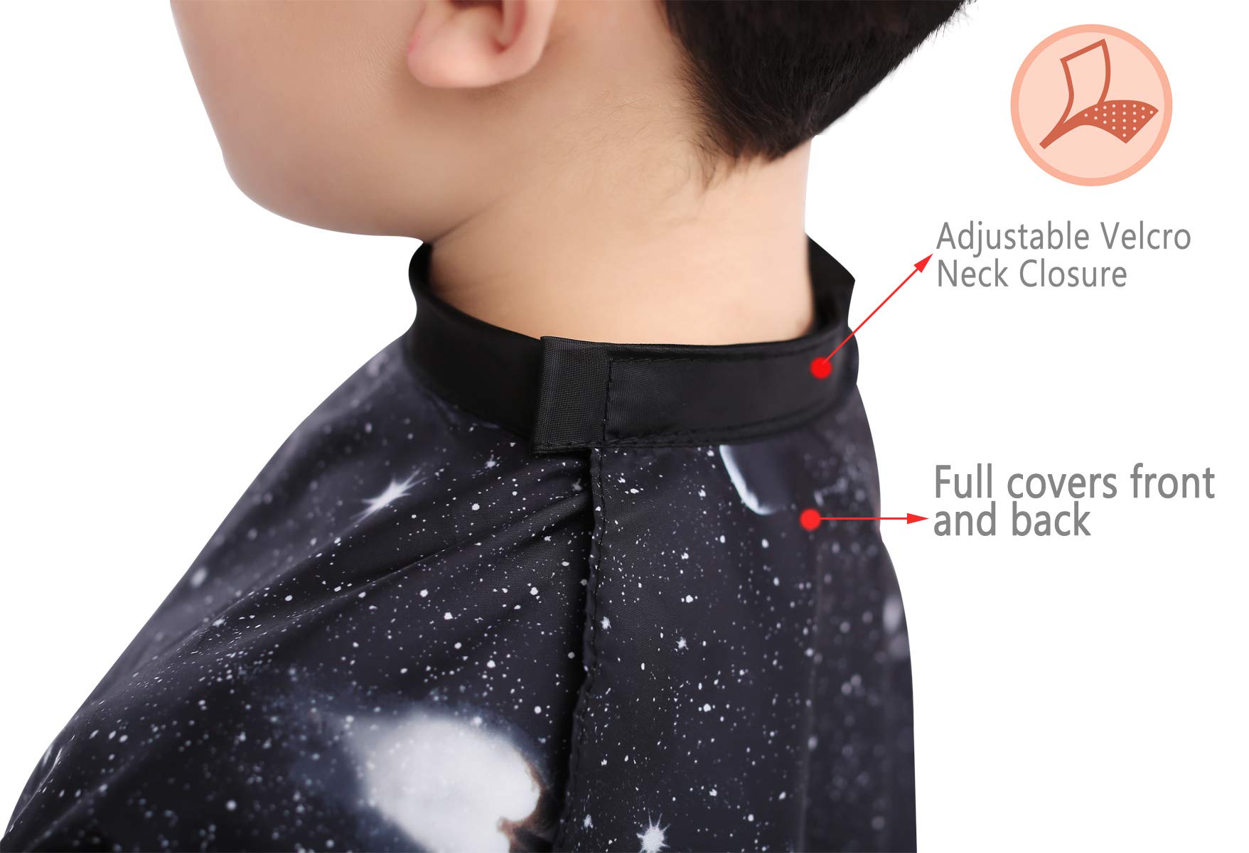 PERFEHAIR Kids Haircut Barber Cape Cover for Hair Cutting,Styling and Shampoo, for Boys - Black Space Printing