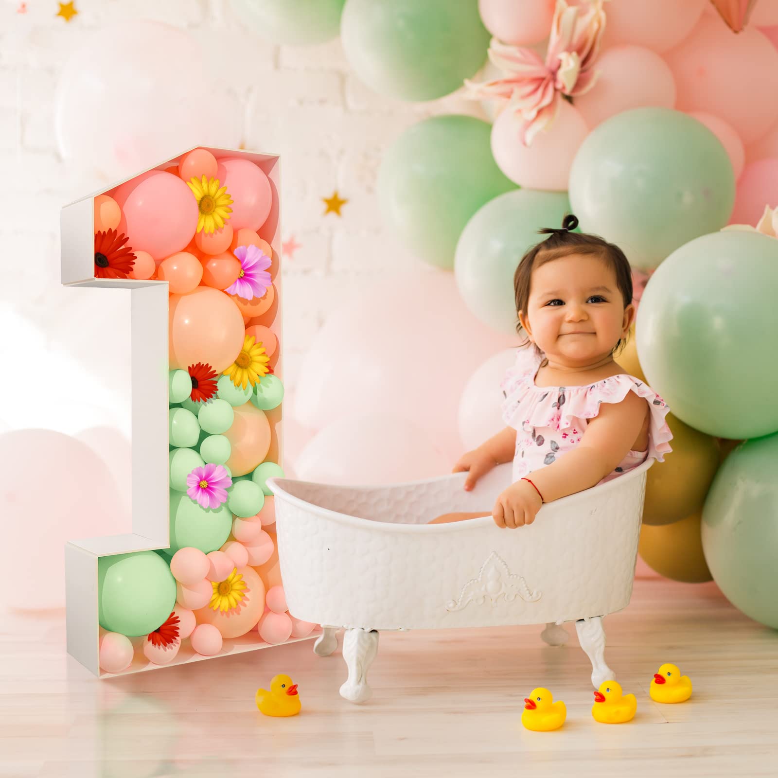 3ft Mosaic Numbers for Balloons Frame Light Up Large Cardboard Numbers Marquee Numbers Pre-Cut Kit Number 1 Balloon Frame Cut-out Extra Large Foam Board First Birthday Backdrop 1st Birthday Party