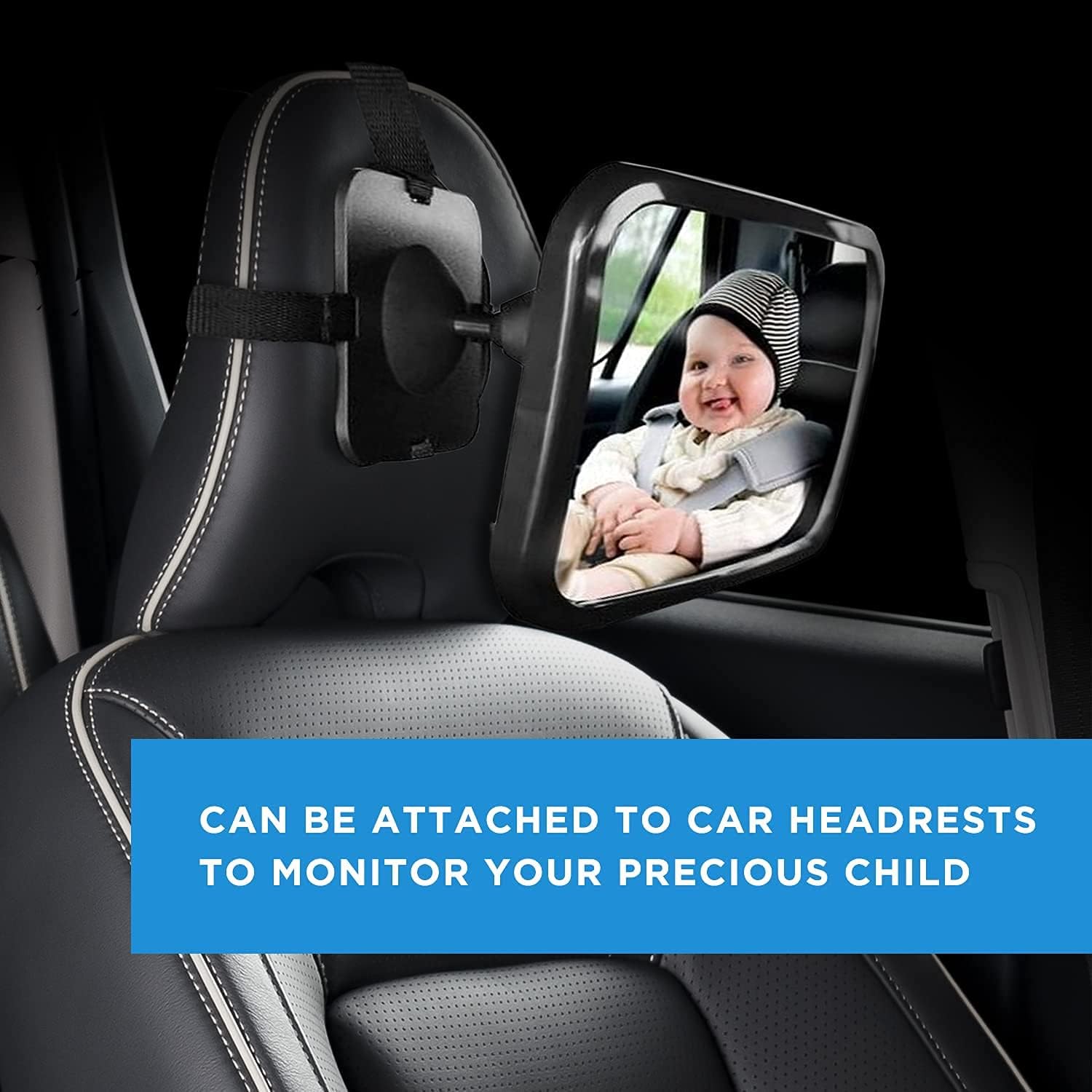 Dorart Rear Facing Baby View Mirror for Child Safety Car Seat - Crystal Clear Reflection via Crash-tested & Shatterproof Convex Mirror