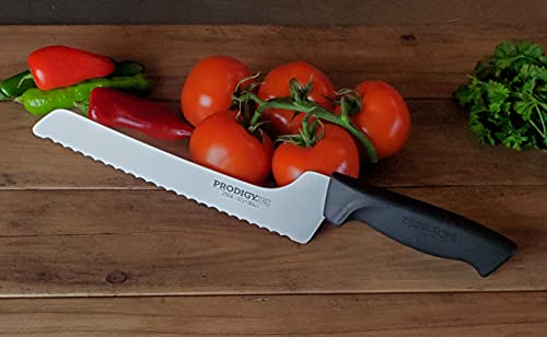Ergo Chef Prodigy Series Serrated Off-Set Bread & Deli Knife Ergonomic Comfort-Grip Handle (8 inch)