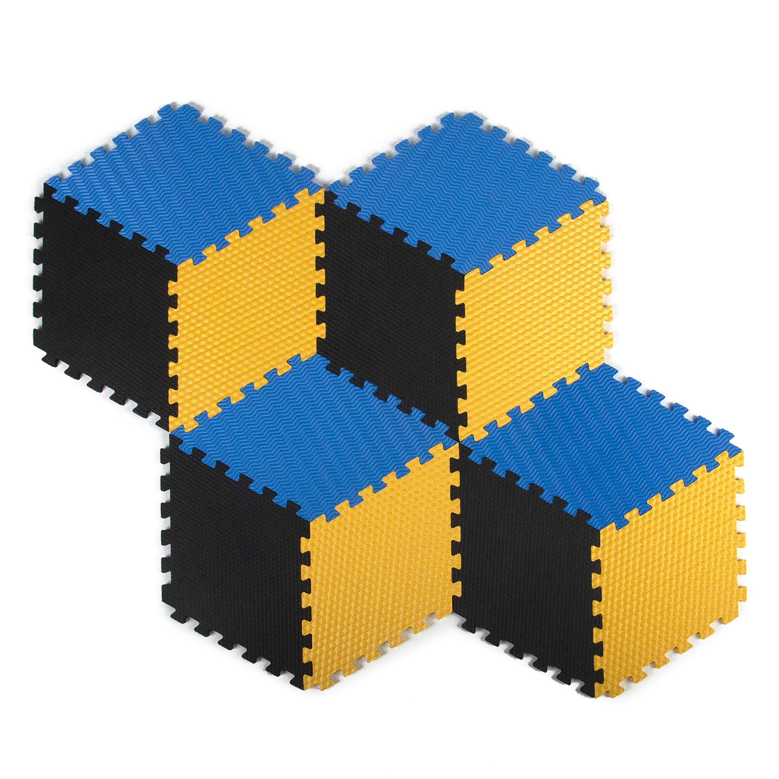 Tadpoles 12-Piece Rhombus Shaped Playmat | Interlocking Foam Mats | Soft and Durable | Total Floor Coverage of 54โ x 40โ | Ideal for the Playroom, Den, Bedroom, and More | For Kids and Adults | Black