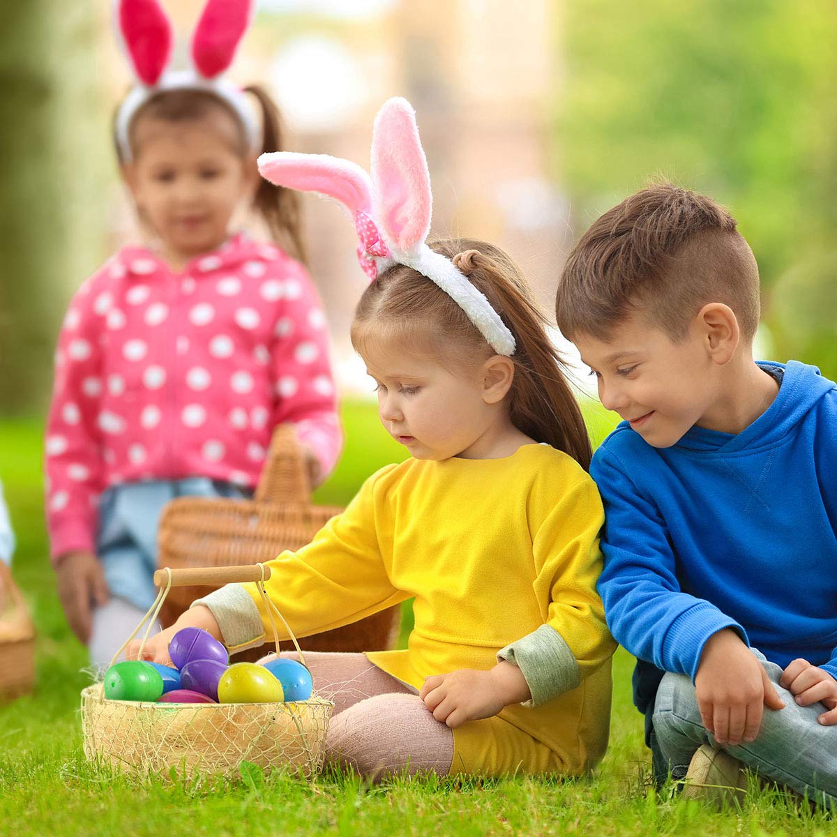 CAKKA Easter Eggs with Toys Inside, 12 Pack Prefilled Easter Eggs with Bunny Animal Plush, 3” Pre Filled Plastic Easter Eggs, Easter Fillers Stuffers Toys for Toddlers 1-3 Baby Girls
