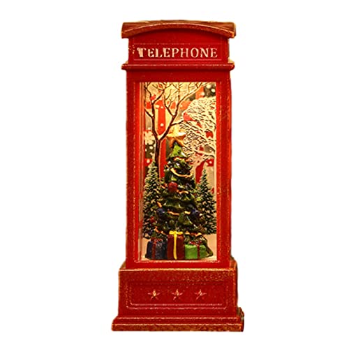 Airshi Snow Globe Lantern, 3PCS LR44 Button Battery Telephone Booth Designed PC Christmas Decorations for KTV (Christmas Tree)