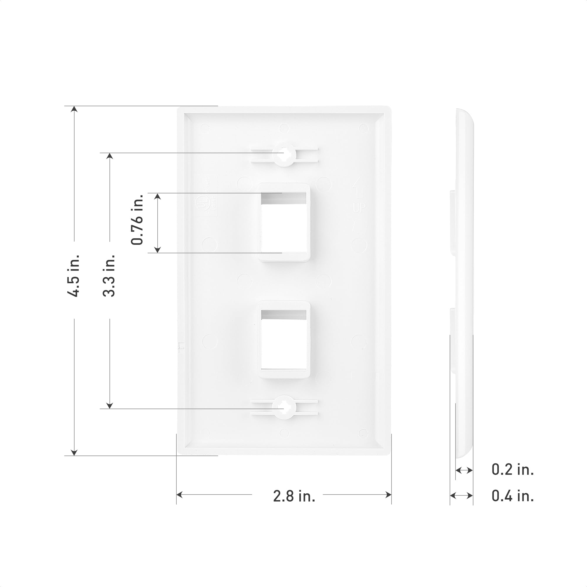 Cable Matters 10-Pack Low Profile 2-Port Keystone Jack Wall Plate, RJ45 Wall Plate for Keystone Jacks in White
