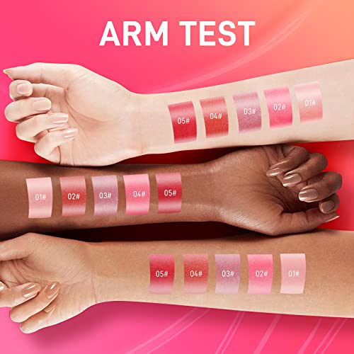 5 Pcs Liquid Blush For Cheeks Set, Greyghost Lightweight Cream Blush, Long-lasting Liquid Blush, Velvet Makeup Blush, Natural Matte Finish Soft Cream Blush Makeup (#01-#05)