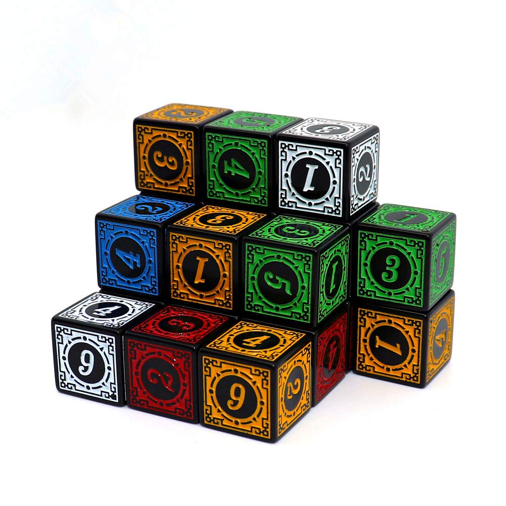 CREEBUY 16Pcs Dice Counters Token Loyalty Dice D6 Glitter Dice Cube Compatible with MTG,Magic The Gathering, CCG, Card Games Accessory(Nebula Dice)