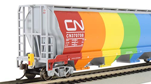Bachmann Trains - Canadian 4-Bay Cylindrical Grain Hopper with Flashing End of Train Device - Canadian National Demonstrator - HO Scale, 73805