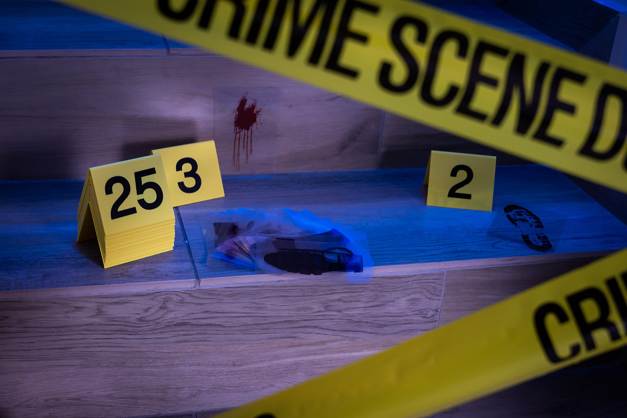 Crime Scene Decorations Kit, Crime Mystery Dinner Party Game Supplies, Includes Crime Scene Tape, 25 Yellow Evidence Markers, 25 Crime Object Cards