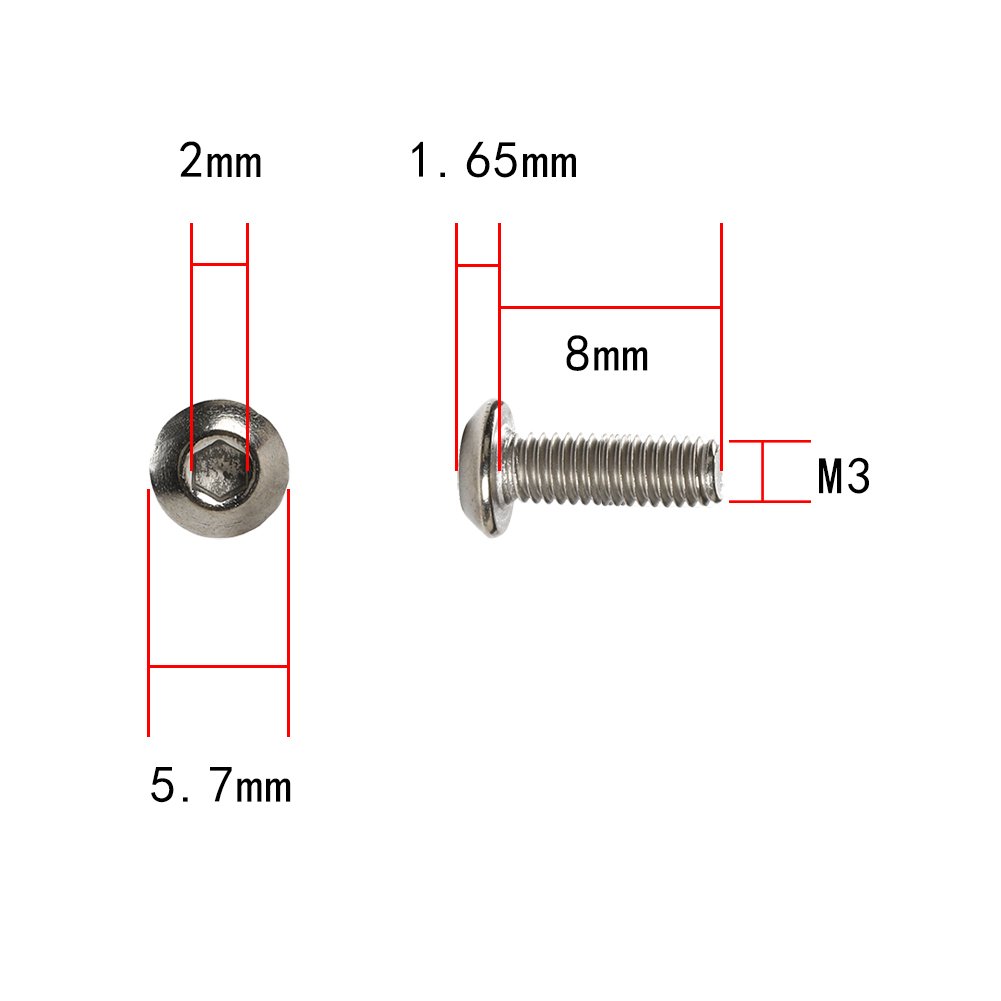 iFlight M3 Titanium Hex Allen Socket Button Head Screws Lot of 20pcs (M3 x 8mm)