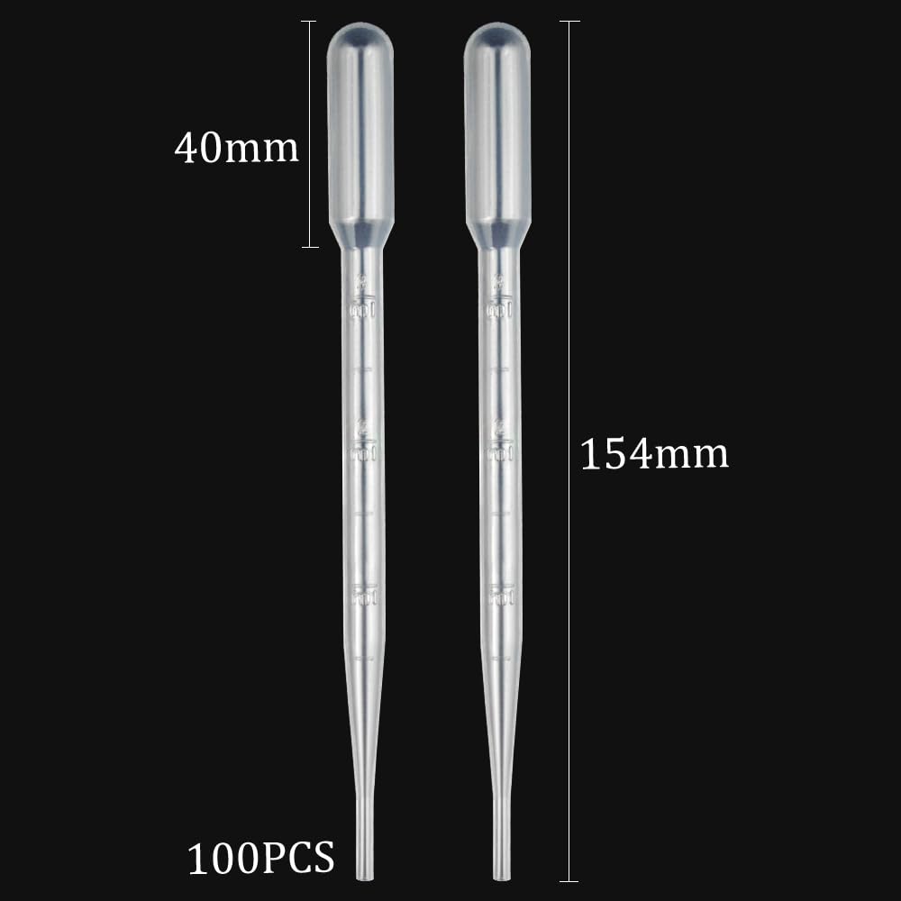 TOVOT 100PCS 3ML Transfer Pipettes Plastic Pipettes Disposable Pipettes Eye Droppers Plastic Pipettes for Lab, DIY, Makeup