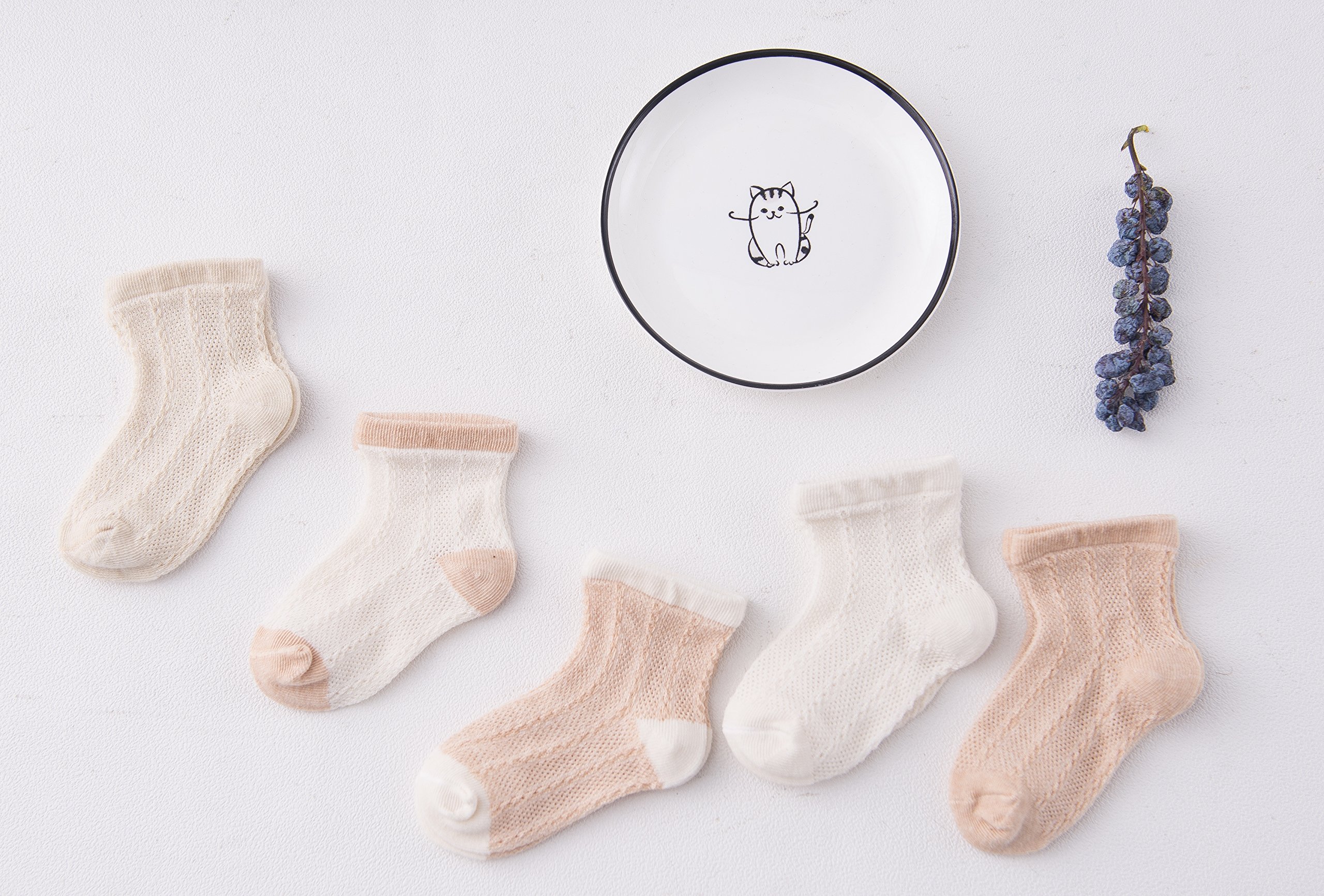 GZMM Newborn Baby Organic Cotton Socks 5 Pairs Pack For 0-6months