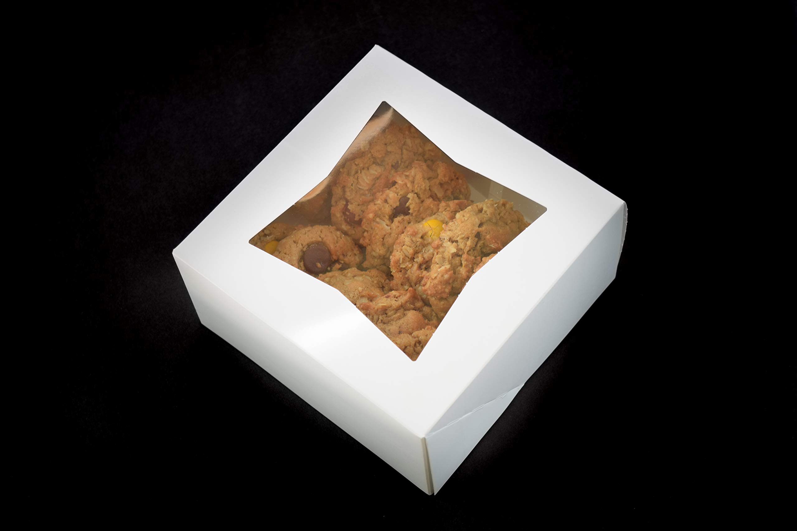 6" x 6" x 3" White Bakery Box | Auto-Popup | Small Pie Boxes with Window | 20 Pack