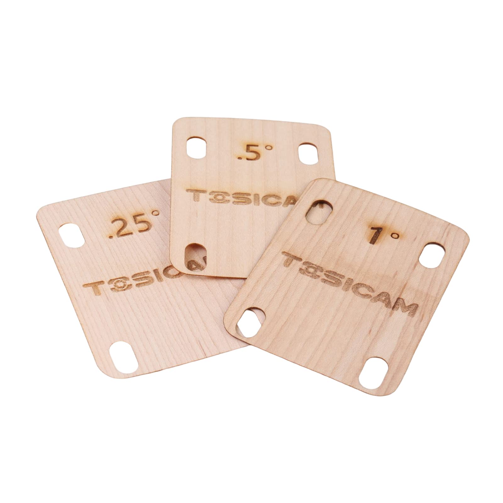 3pcs Guitar Neck Shims Shim Made of Canada Solid Maple Wooden, For Bolt-on Neck Bolts, Shaped 0.25 0.5 1 Degree (0.25 0.5 1 Degree)