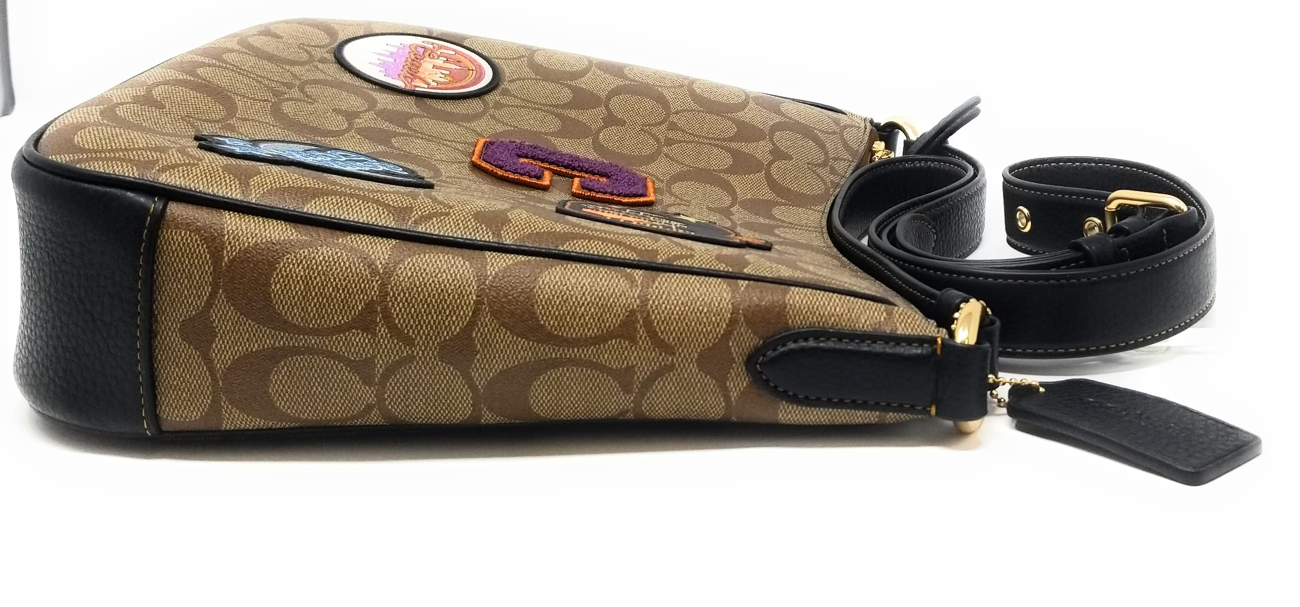 Coach Women's Ellie File Bag (Signature Canvas - Disco Patches - Khaki)
